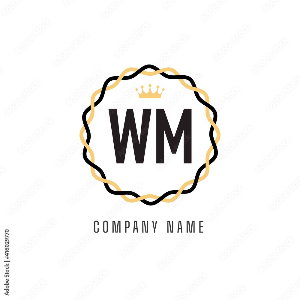 Initial Letter WM King Logo Concept, Vintage Logo Design. Stock Vector ...