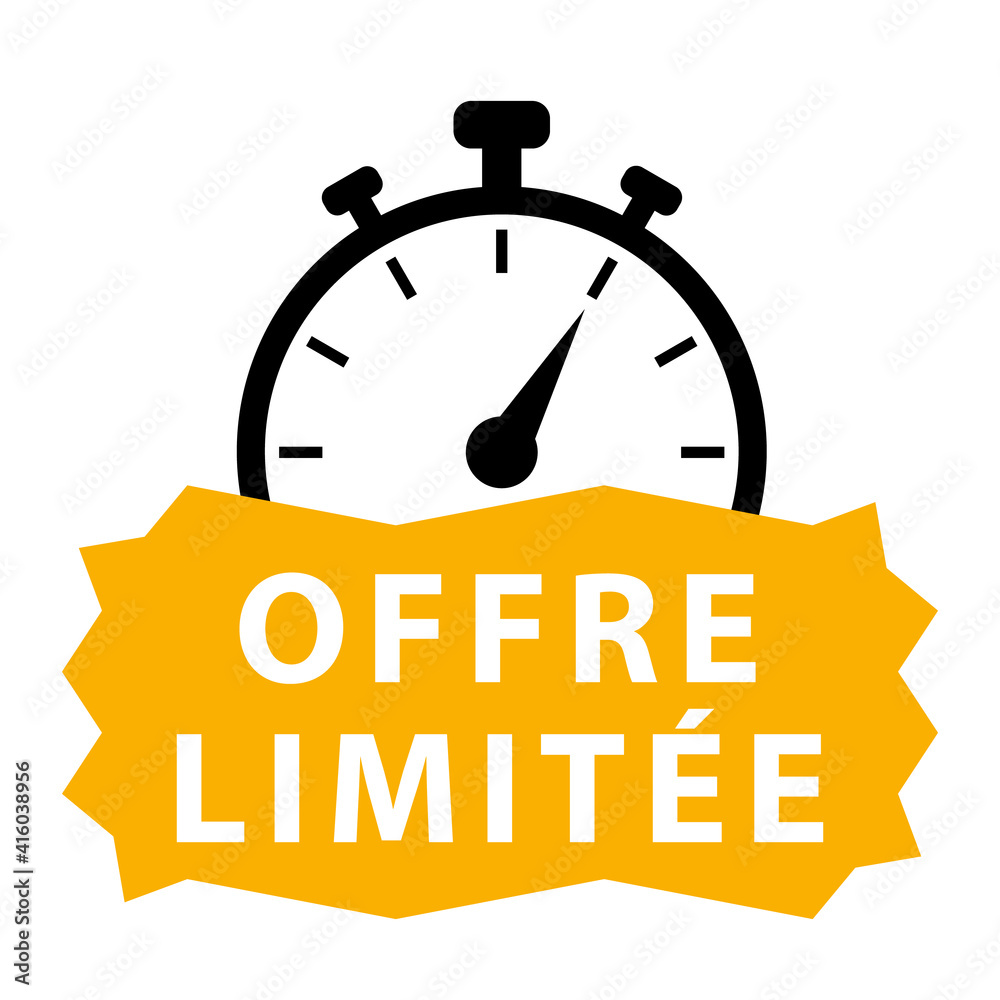 Offre limitée. Icône jaune et noir avec chronomètre. Illustration ...