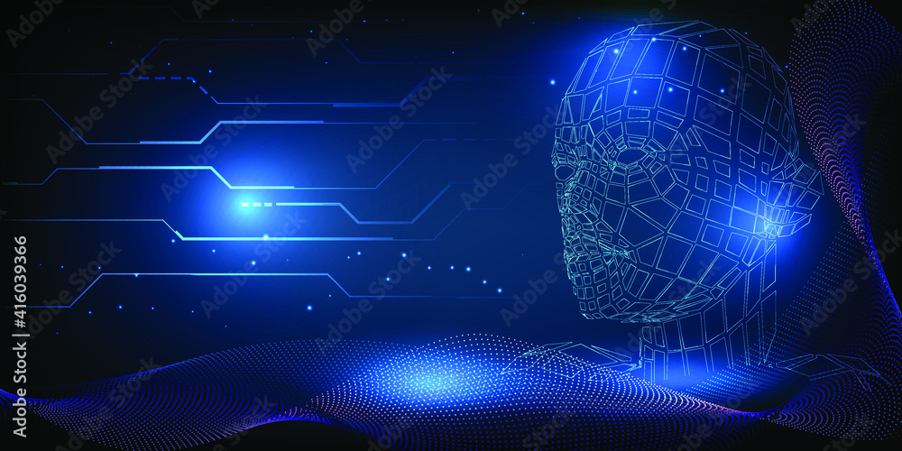 AI artificial intelligence and machine learning abstract blue ...