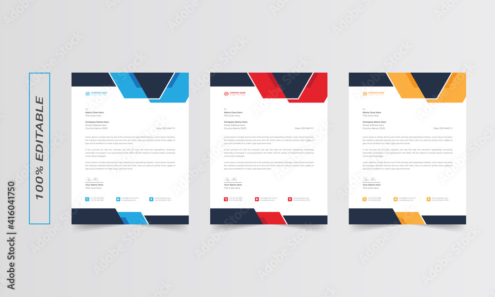 Letterhead design template, business letterhead, letterhead red ...
