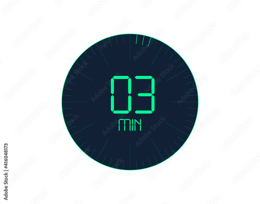 3 Min Timer Icon 3 Minutes Digital Timer Clock And Watch Timer