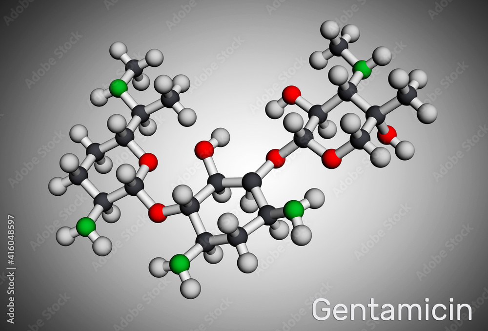 Gentamicin molecule. It is broad-spectrum aminoglycoside antibiotic ...