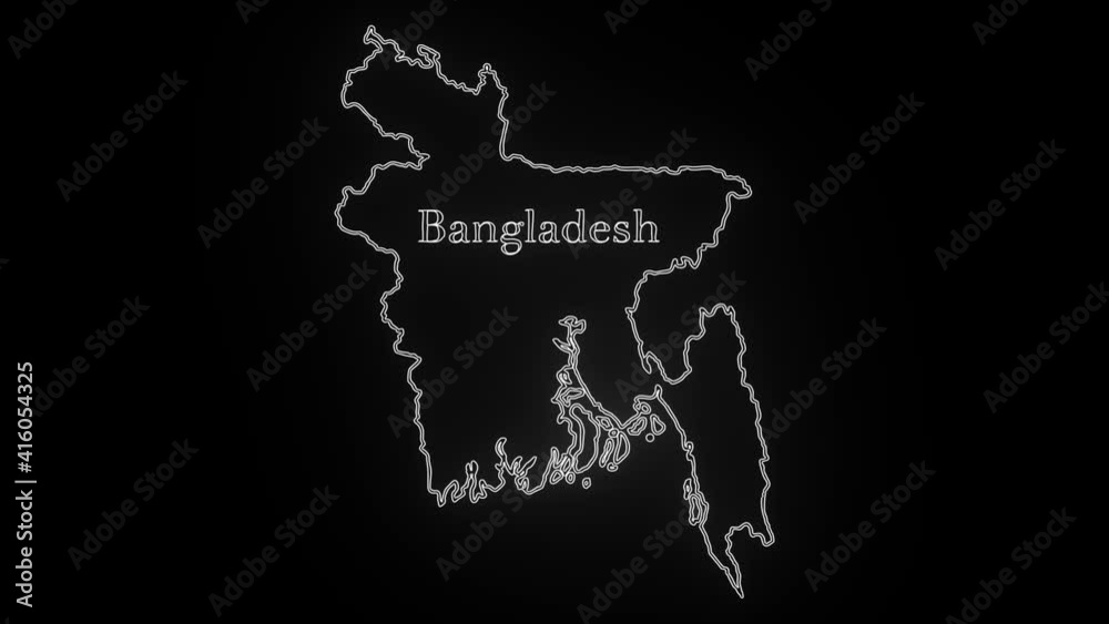 Neon Map of Bangladesh, Bangladesh outline, Animated close up map of ...