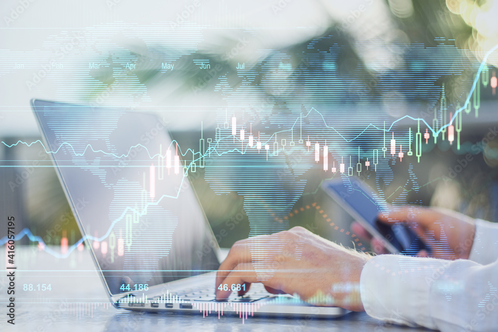 Online investment concept: digital screen with stock market diagram and ...