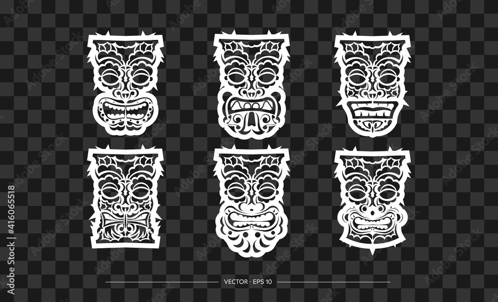 Polynesia Mask Pattern Set. The contour of the face or mask of a ...