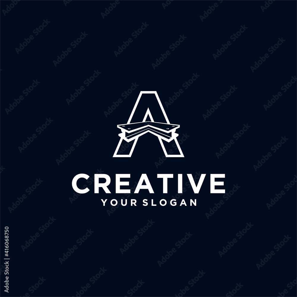 Vector steel logo design with steel beam icons Stock Vector | Adobe Stock