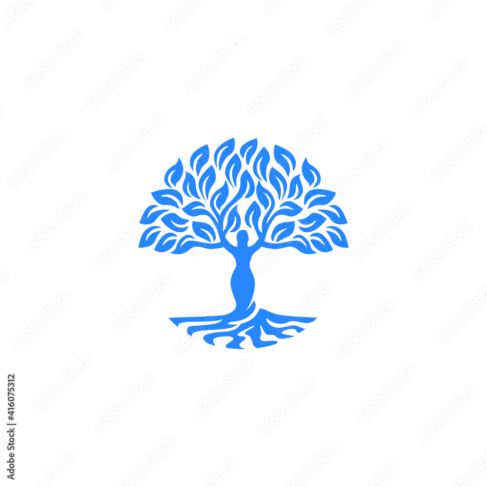 Elegant and Modern Yoga tree design with a beautiful human pose in the ...
