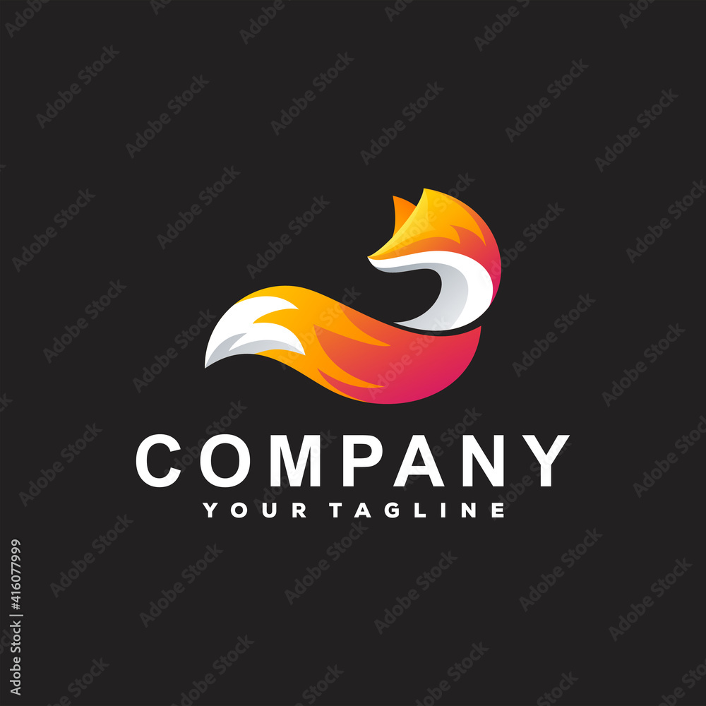 fox color gradient logo design Stock Vector | Adobe Stock