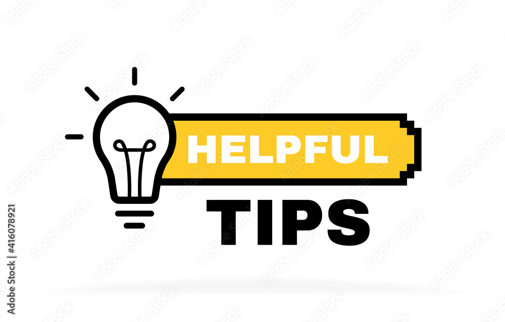 Helpful tips label design with light bulb and rays. Banner design for ...