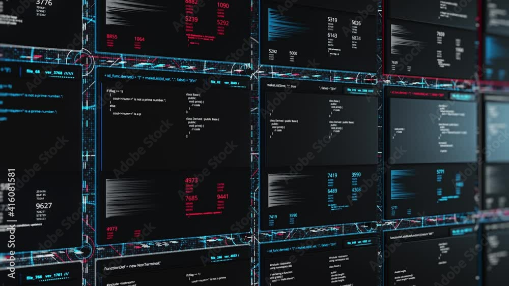 Process of virtual software. Animation. Displaying 3d cells with changing values in database ...