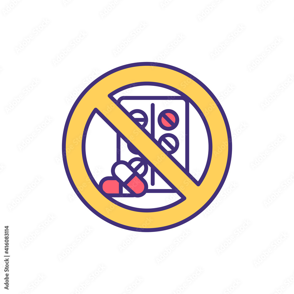 Vecteur Stock Avoiding antibiotics RGB color icon. Harmful side effects ...