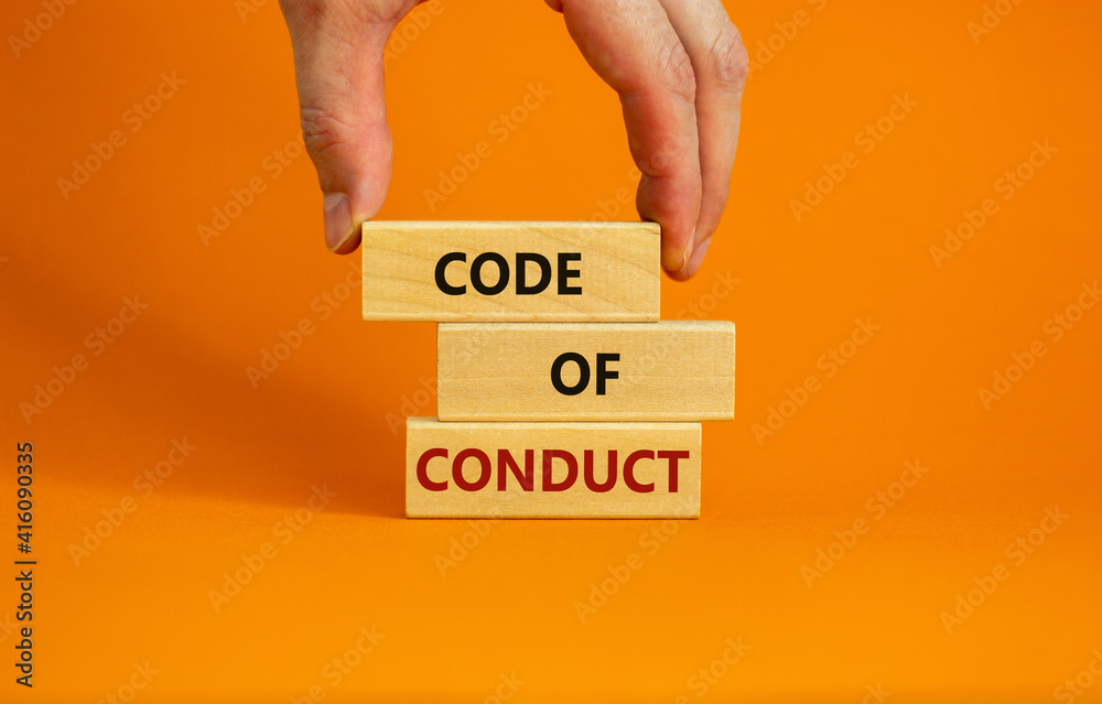 Code of conduct symbol. Concept words 'Code of conduct' on wooden ...
