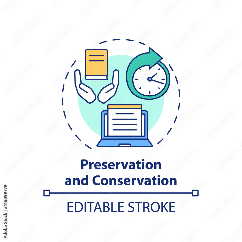 Preservation and conservation concept icon. Online library benefits ...