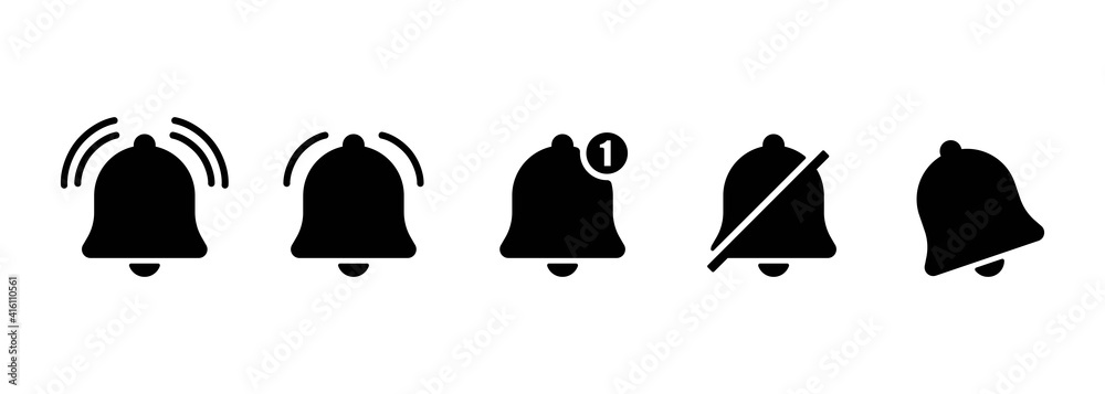 Notification bell icon for incoming inbox message. Message bell icon ...