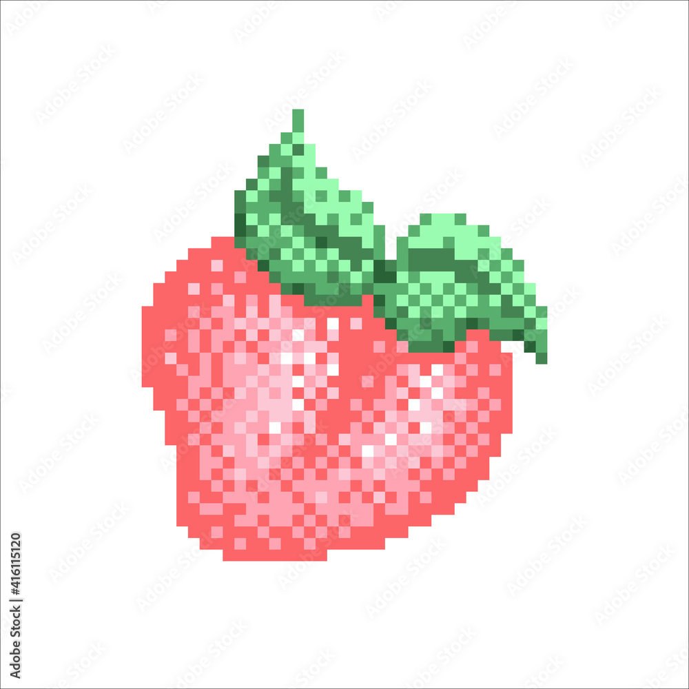 Pixel art peach icon. Retro style design peach symbol for web design ...