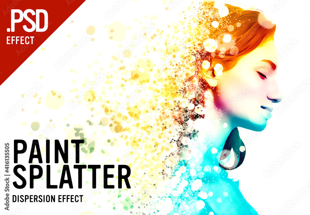 Splatter Paint Dispersion Art Portrait Stock Template | Adobe Stock