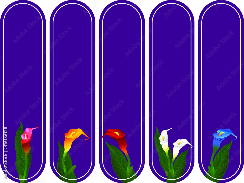 Bookmark cards in flower style. It can be used as wall board, banner ...