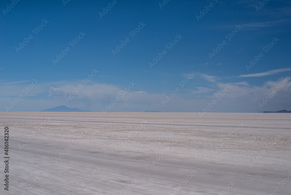 Beautiful Bolivia's Salt Flats. Shot in Salar de Uyuni salt flat. Water ...