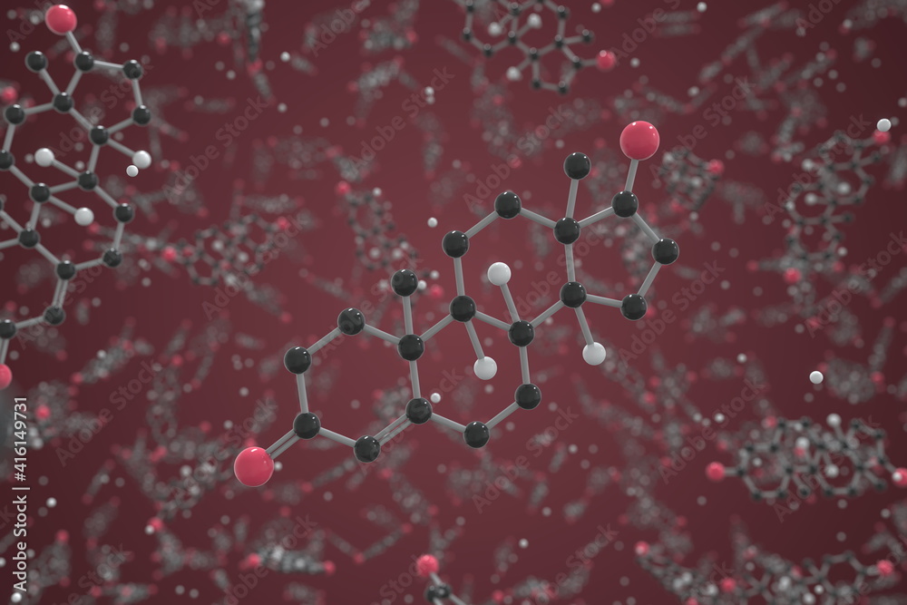 Testosterone molecule. Ball-and-stick molecular model. Chemistry ...
