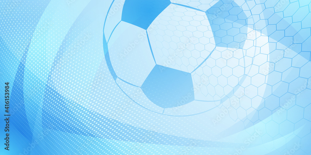 Football or soccer background with big ball in light blue colors Stock ...