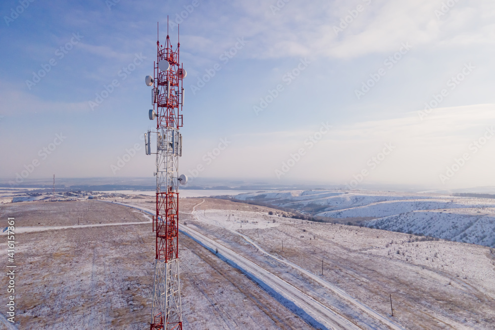 Telecommunication tower of 4G and 5G cellular. Base Station or Base ...