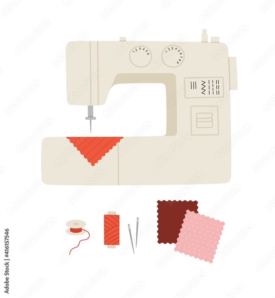 Vector illustration of supplies for sewing isolated on white background ...