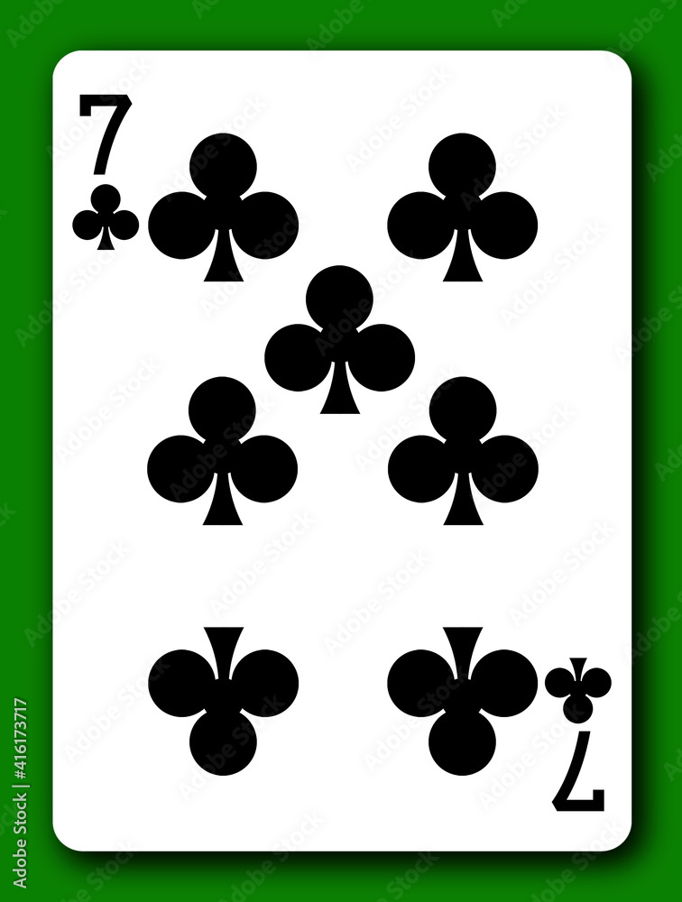 7 Seven of Clubs playing card with clipping path to remove background ...