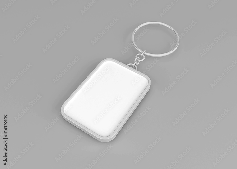 Metallic key chain mockup for key accessory isolated on soft color ...