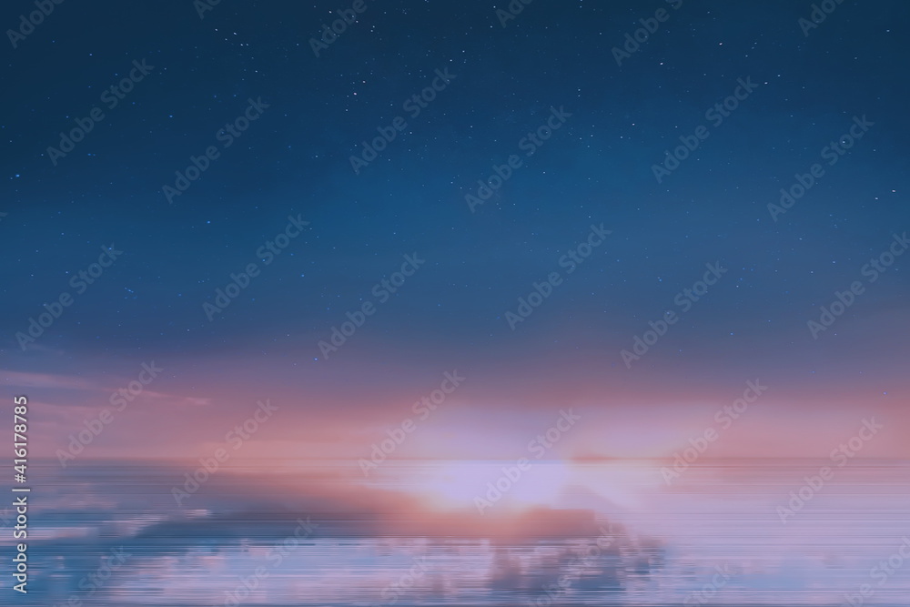 nature landscape blue sky night at sunset sea , blue pink cloudy sky ...