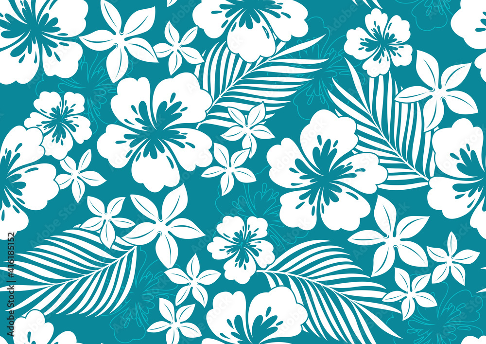 hibiscus hawaii seamless pattern, fashion background. Stock Vector ...