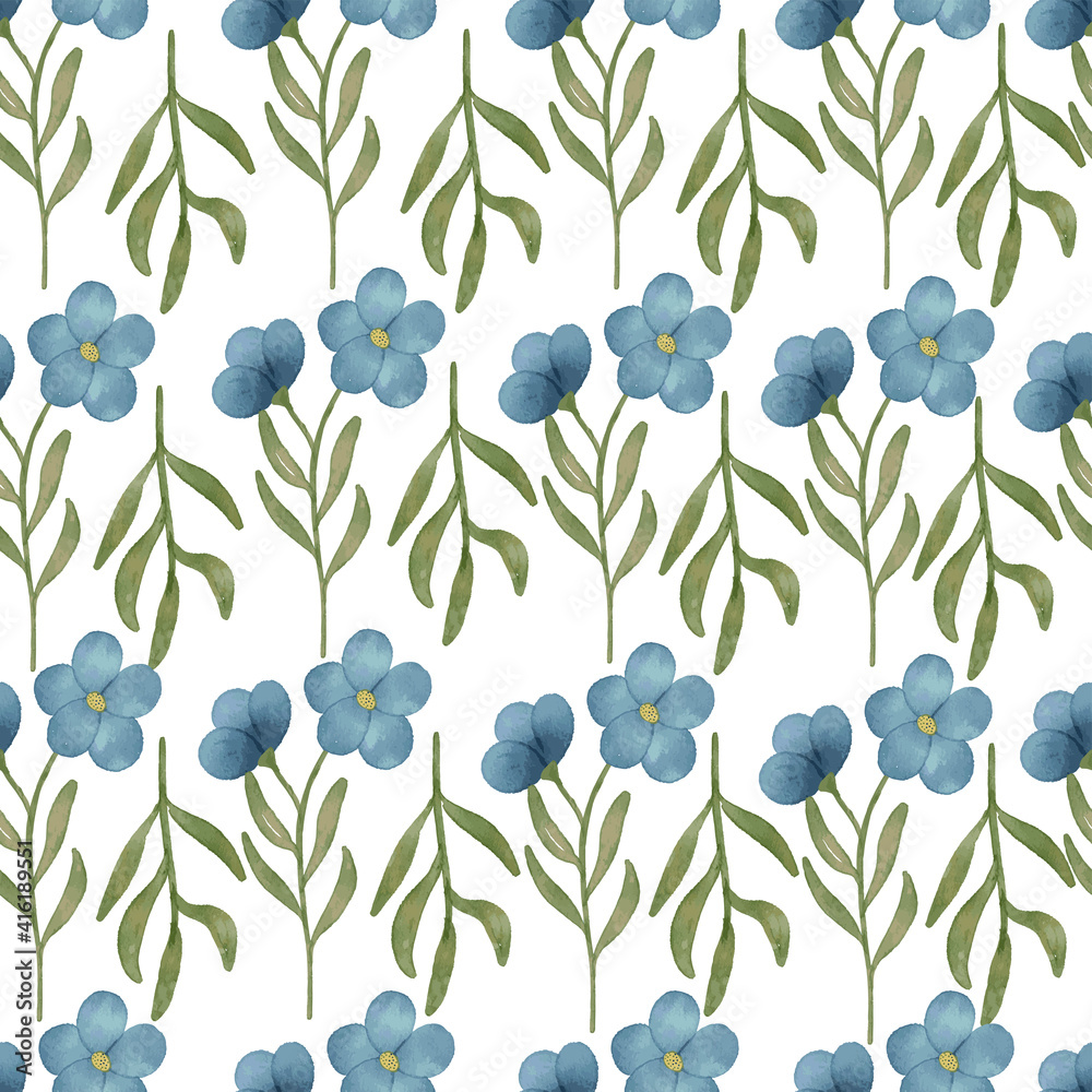 blue flower watercolor pattern design with blue color flower and dark ...