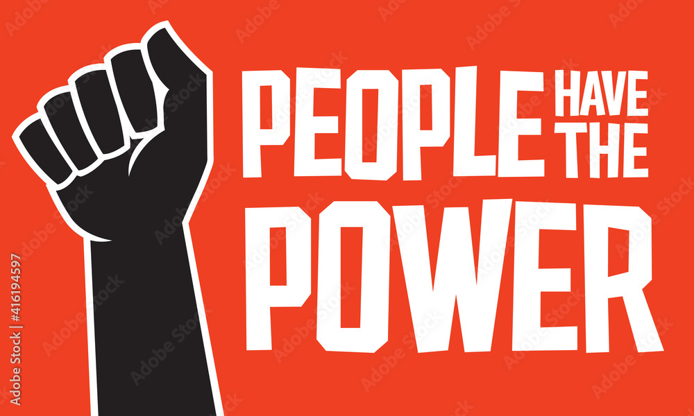 People Have The Power design with raised fist. Vector illustration with ...