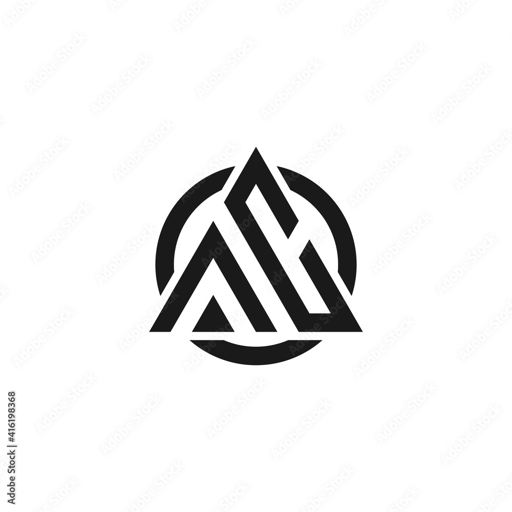 logo design inspiration for the letter AC triangle in a circle Stock ...