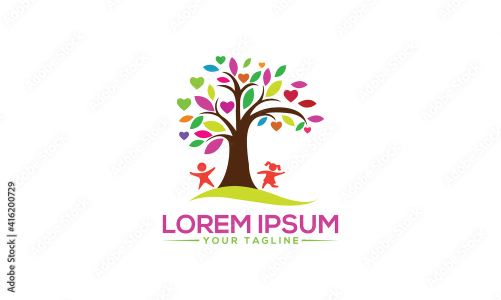 Vetor de Happy Tree logo, Child Happy Logo, Great Happy Logo, Abstract ...