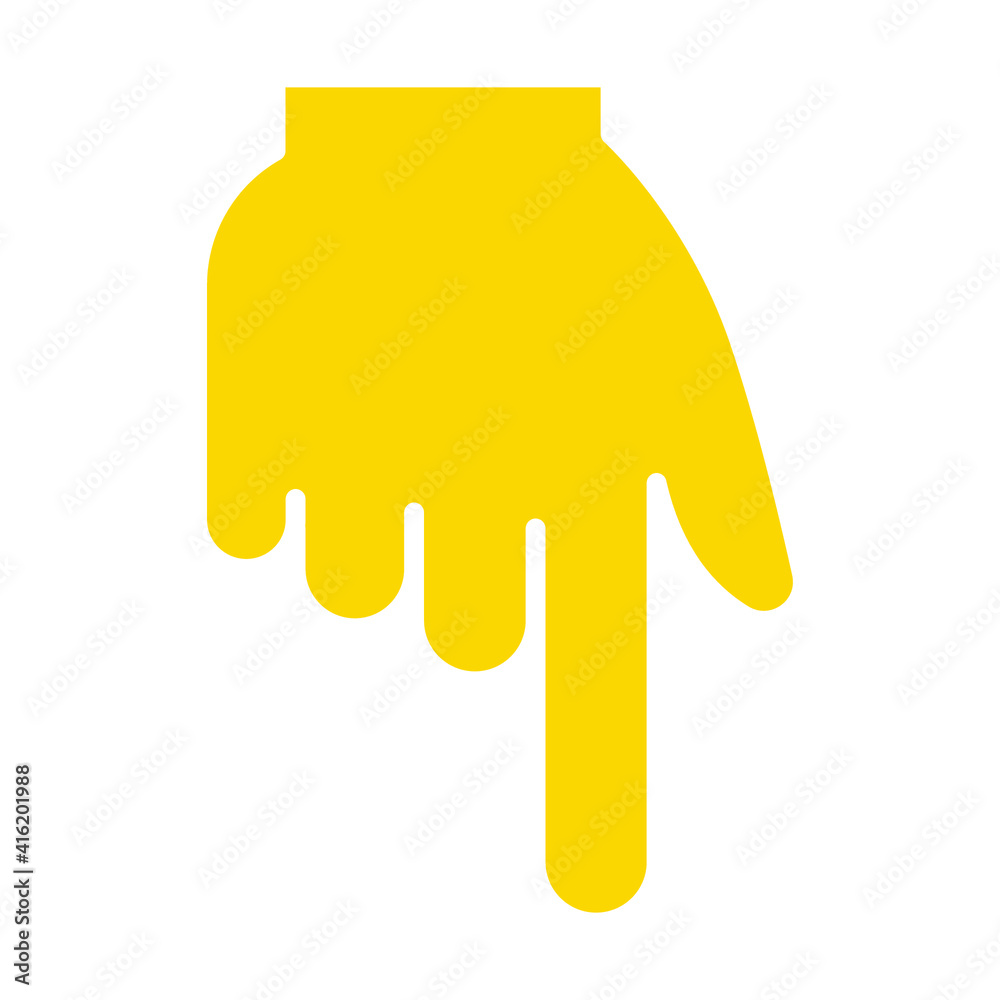 Backhand index pointing down glyph icon. Simple solid style. Hand, down ...