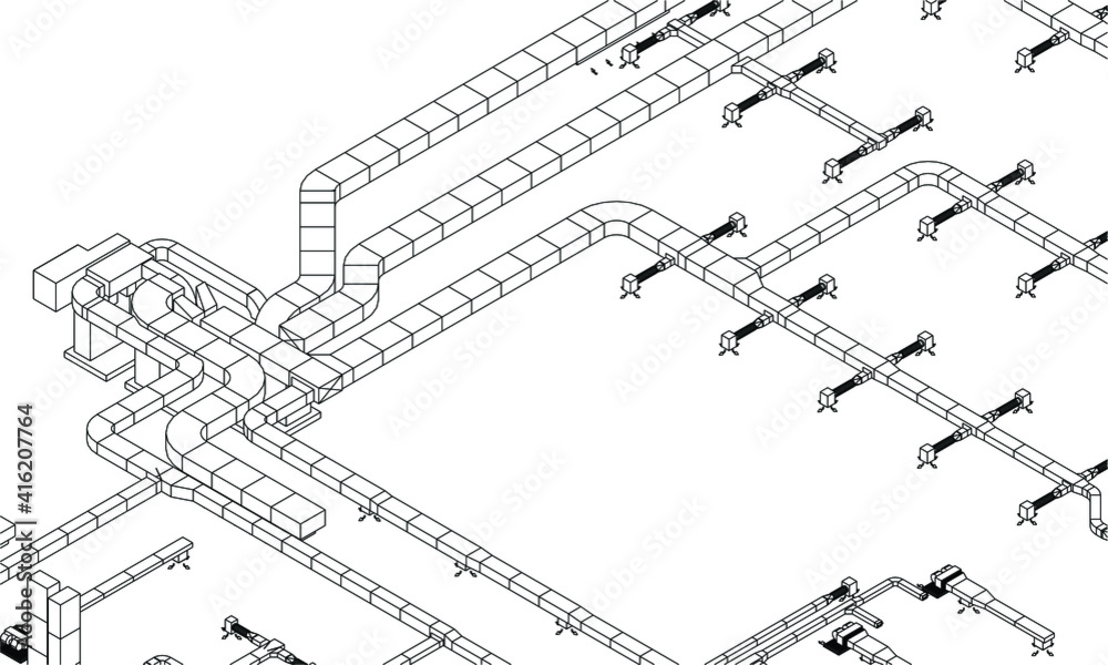 Architectural BIM air ducts design 3d illustration vector Stock Vector ...