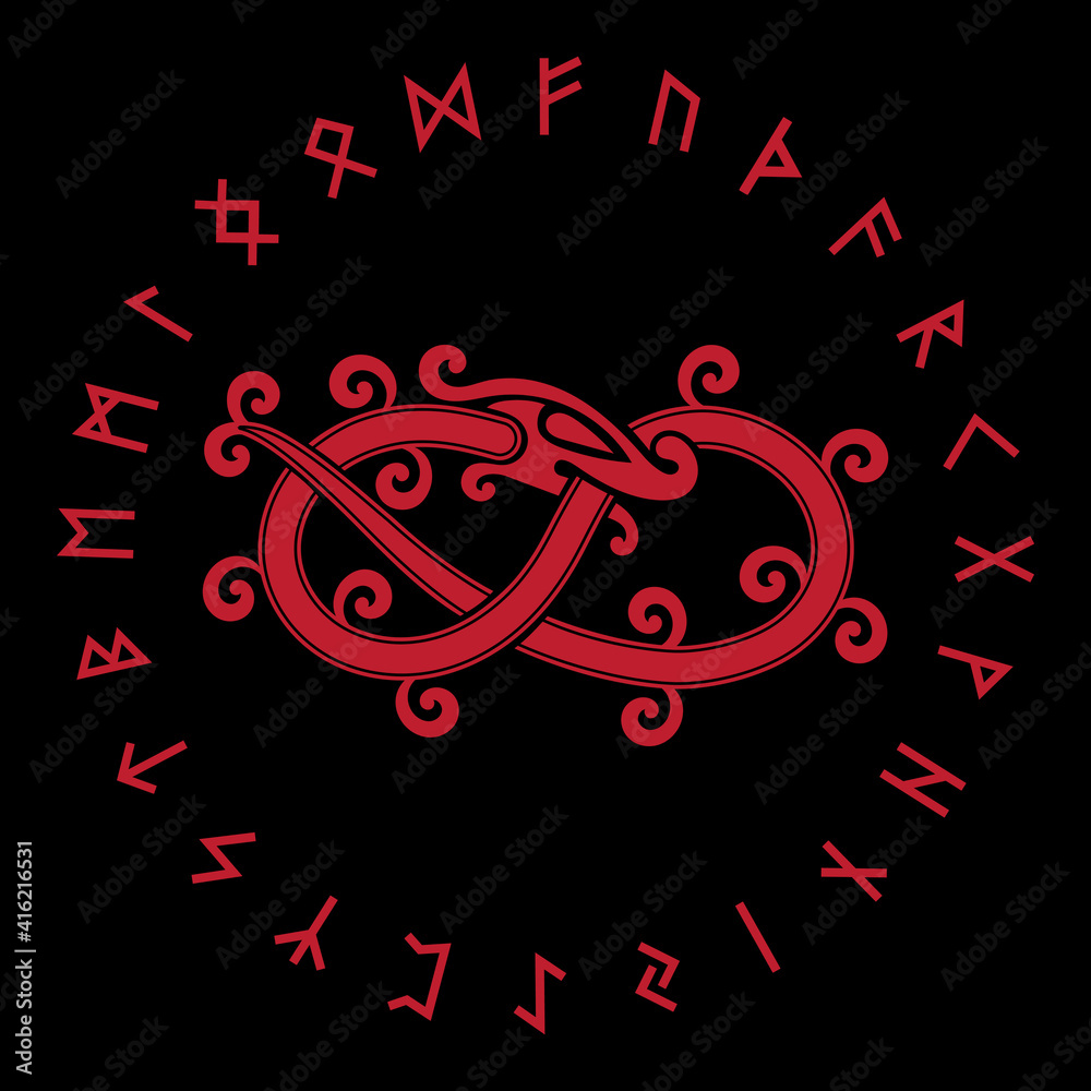 Old Norse design. Dragons in ancient Scandinavian style and Old Norse ...