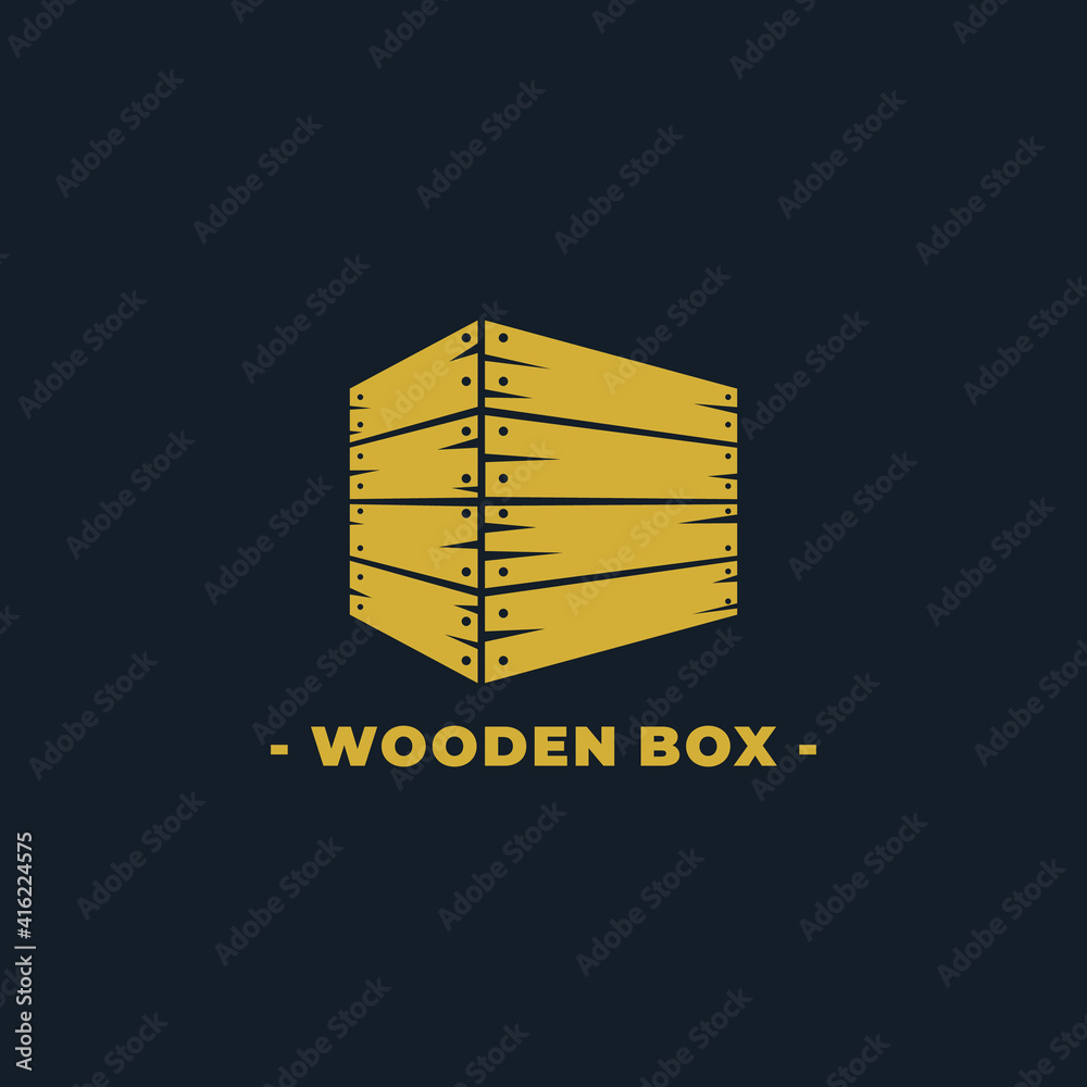 wooden box logo illustration monogram Stock Vector | Adobe Stock