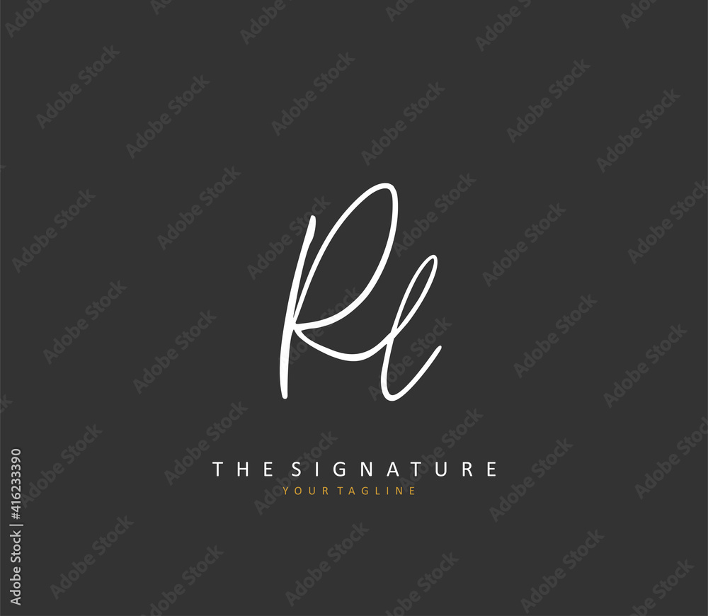RL Initial letter handwriting and signature logo. A concept handwriting ...