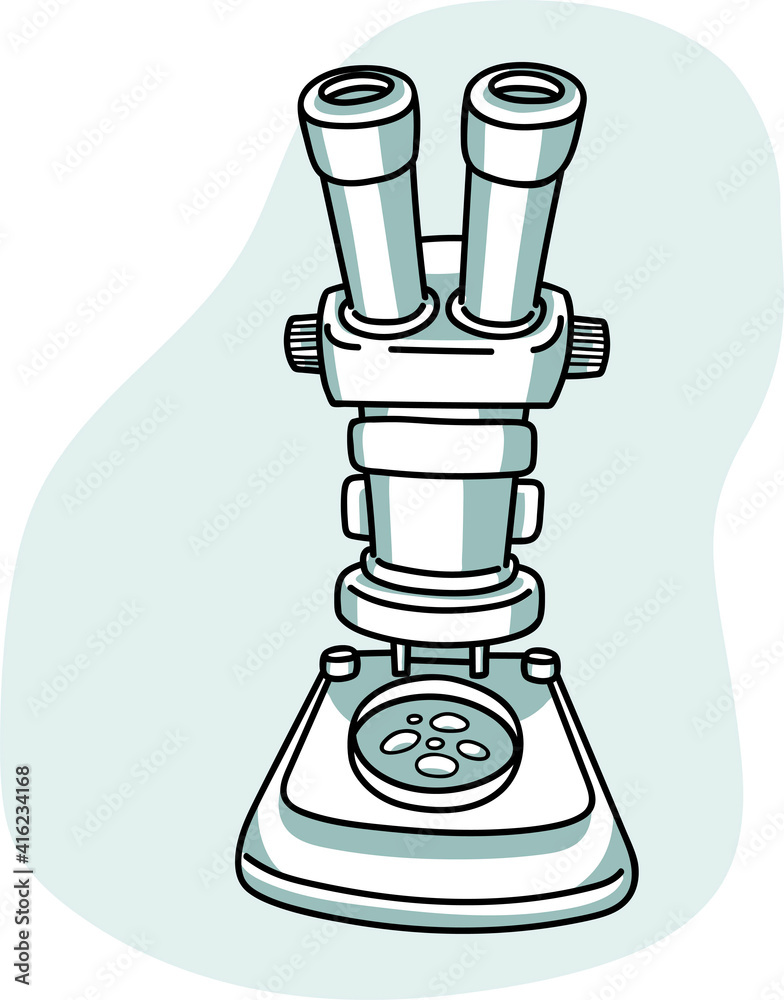 Hand drawn vector illustration of a microscope. Cute modern microscop ...