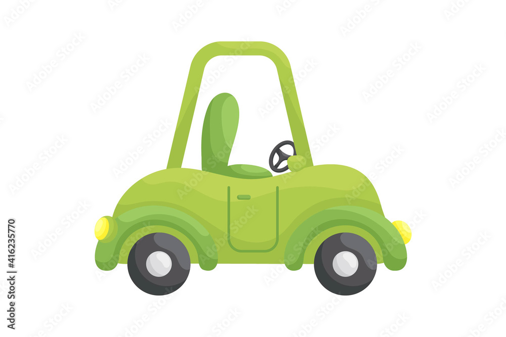 Cute green car on white background. Cartoon transport for kids cards ...