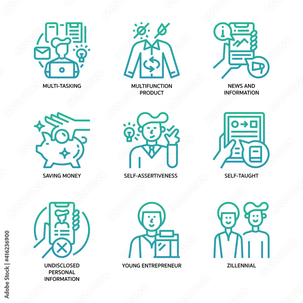 Generation Z Icons Set Stock Vector | Adobe Stock