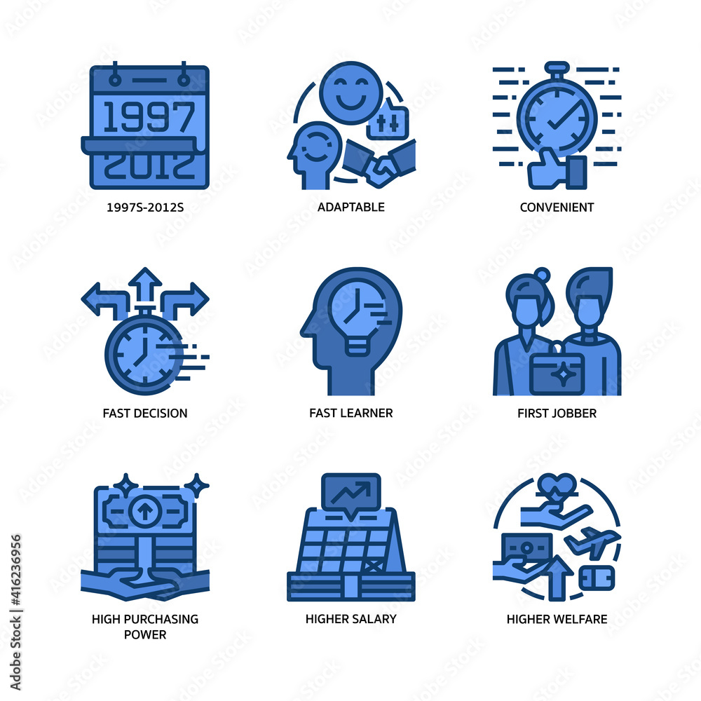 Generation Z Icons Set Stock Vector | Adobe Stock