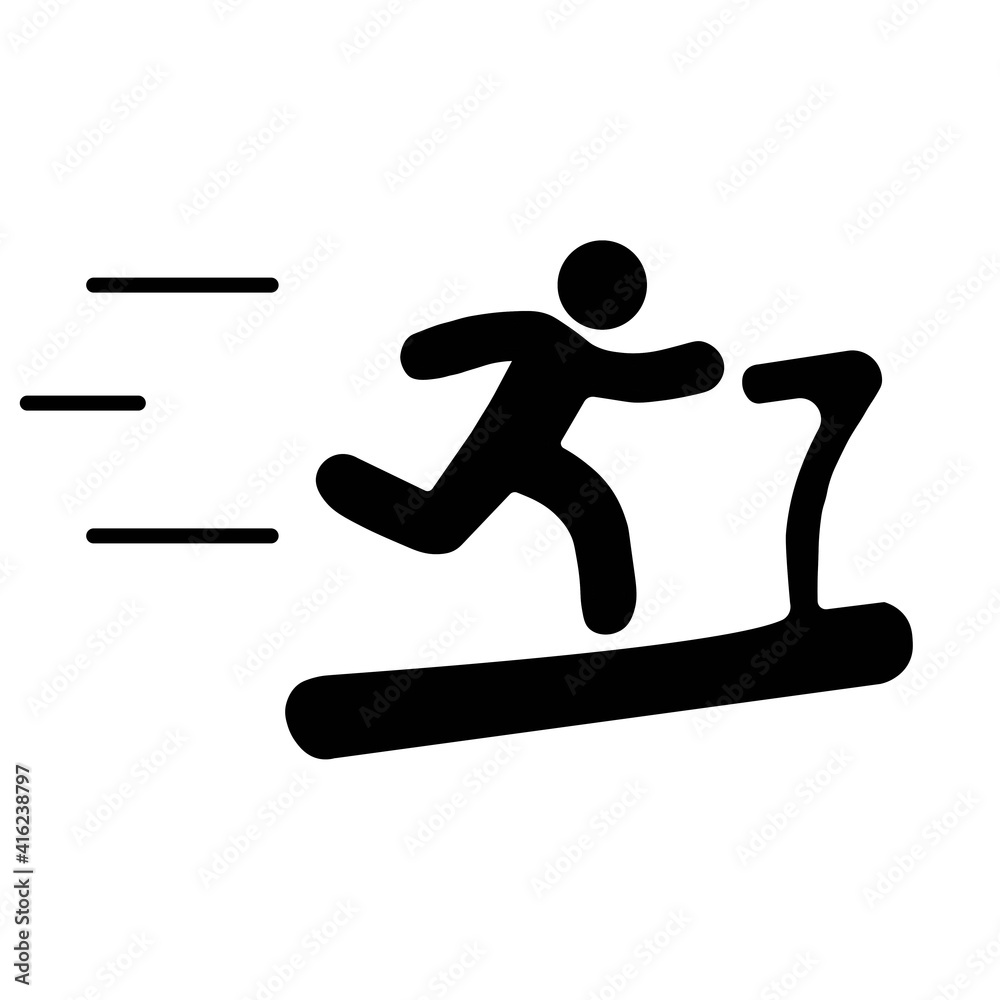 Treadmill Linear Icon In Black Thin Line Illustration Exercise Machine Contour Symbol