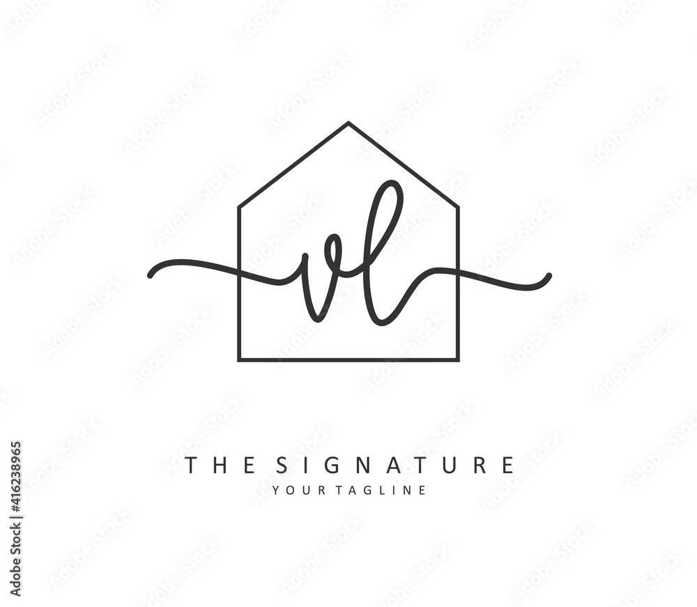 VL Initial letter handwriting and signature logo. A concept handwriting ...
