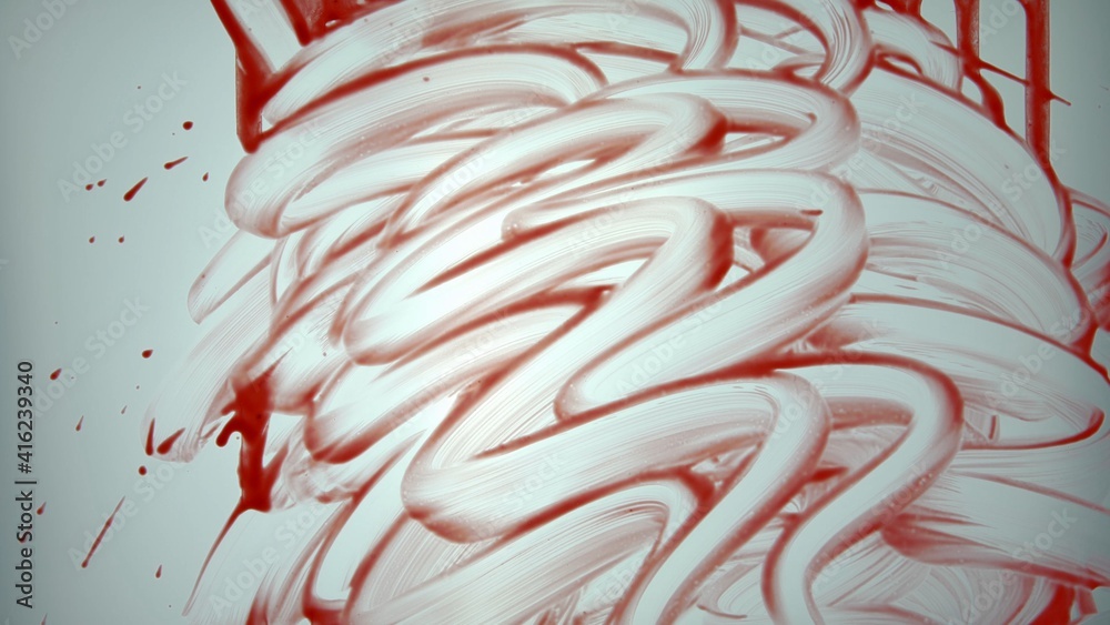 Male Hand Behind Translucent Glass Leaving Blood Marks on the Surface ...