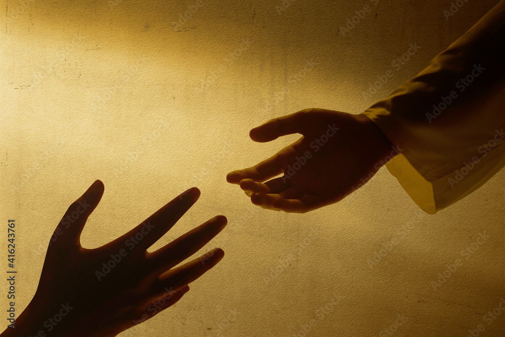 Jesus Christ giving a helping hand to human Stock Photo | Adobe Stock