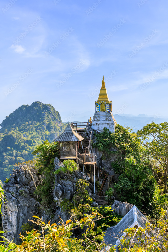 Floating sky pagoda on peak of mountain at Wat Chaloem Phra Kiat ...