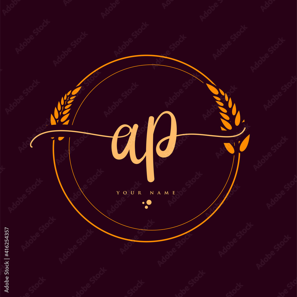 AP Initial handwriting logo. Hand lettering Initials logo branding with ...