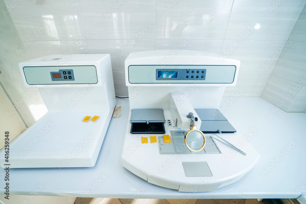 Waxing samples in laboratory, Histological examination (biopsy) Stock ...